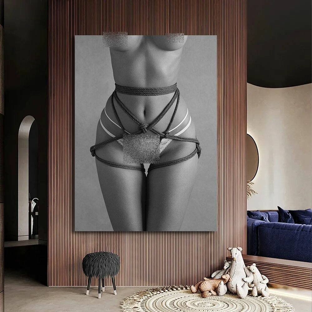 Картина любовь на стену, постер ню, эротические картины, бдсм, шибари, 50х70 см.
