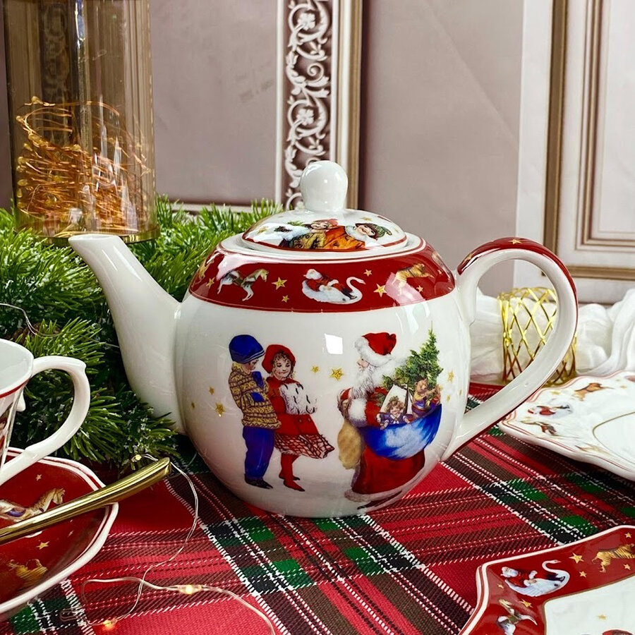 Чайник заварочный Lenardi Новый год, фарфоровый, 750 мл