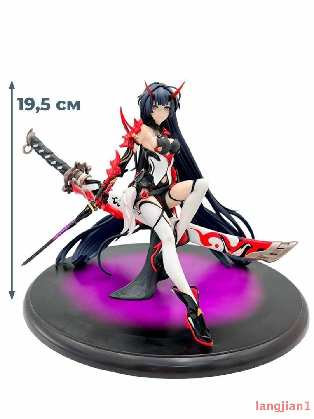 Фигурка Хонкай Импакт Райдэн Мэй с мечами Honkai Impact неподвижная на подставке 19,5 см