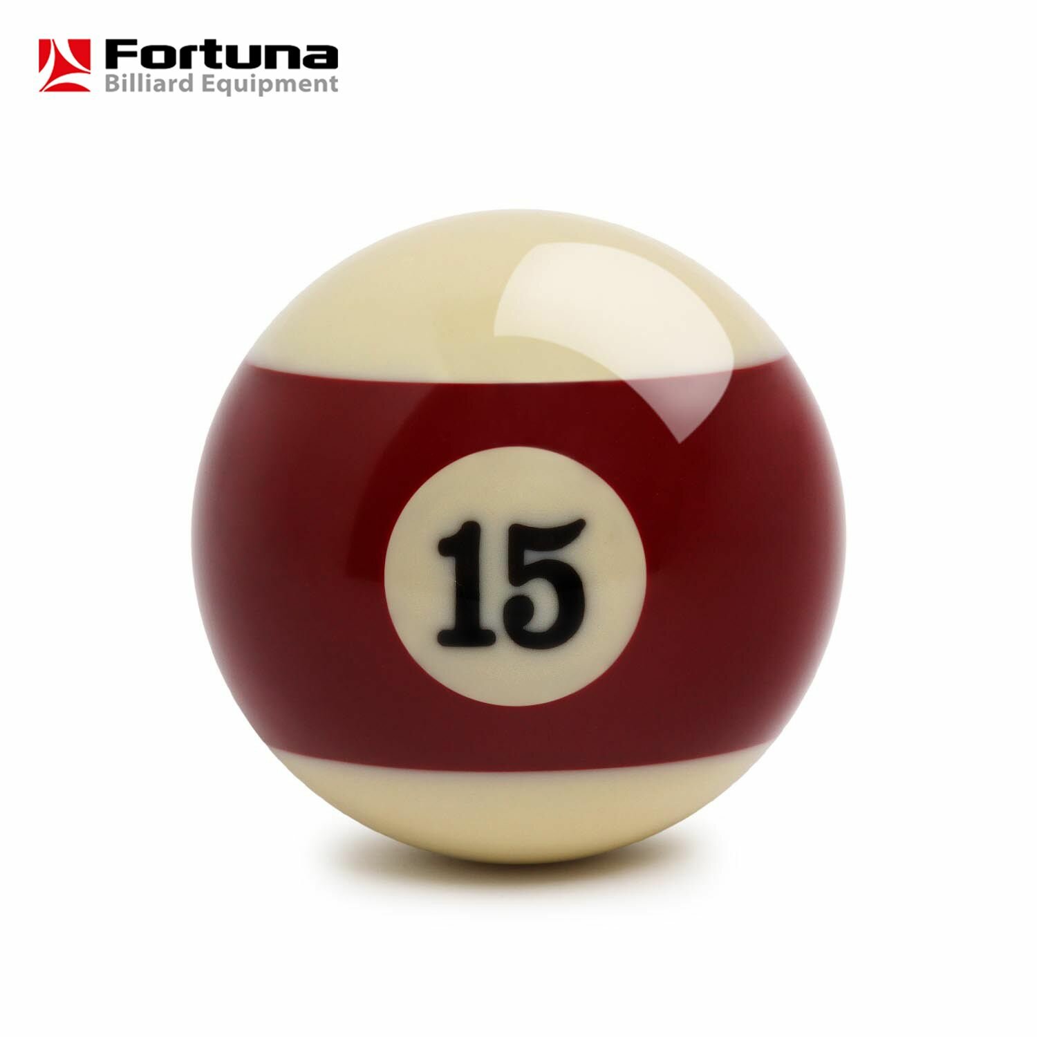 Бильярдный шар №15, 57,2 мм, для пула, Fortuna Standard, бордовый, 1 шт.