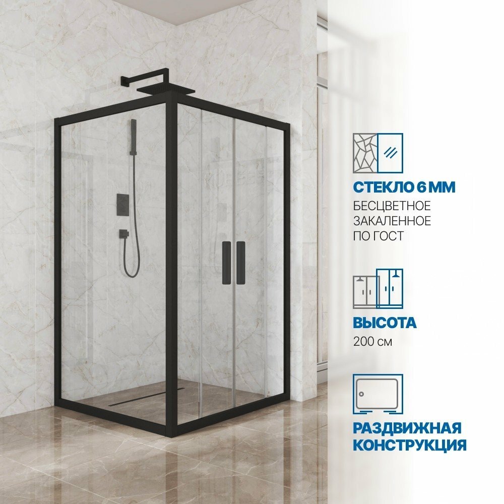 Душевой уголок GWMPKB019S4 140x140 см, цвет фурнитуры черный матовый, стекло бесцветное закаленное 6 мм