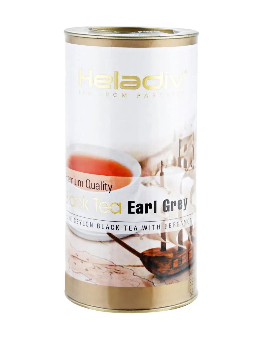 Чай Heladiv Earl Grey "Эрл Грей", черный, листовой, с бергамотом, туба, 100гр.