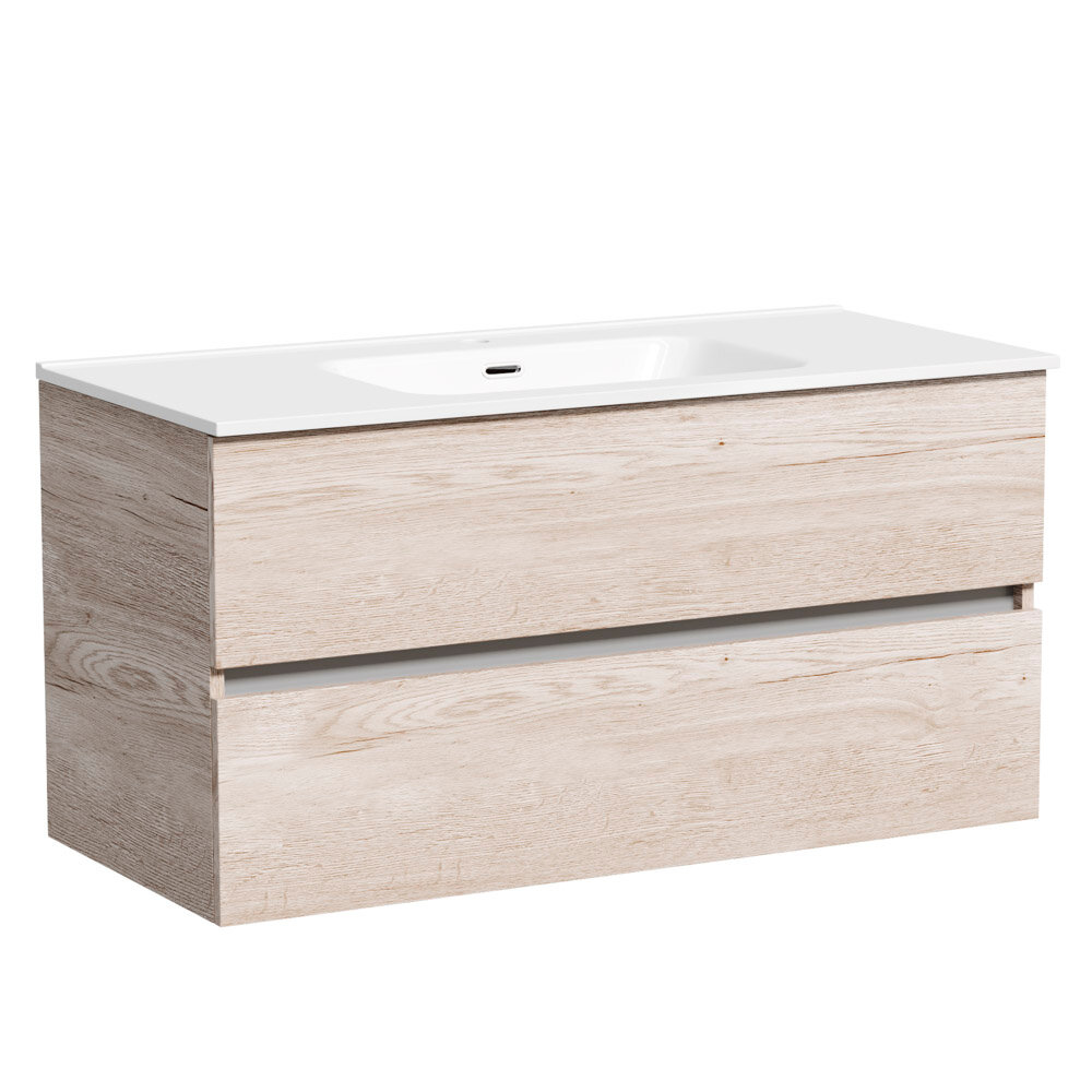 Тумба подвесная Sancos Urban 990х450х550, c двумя ящиками оснащенными доводчиками, дуб галифакс натуральный , арт. UR100EG