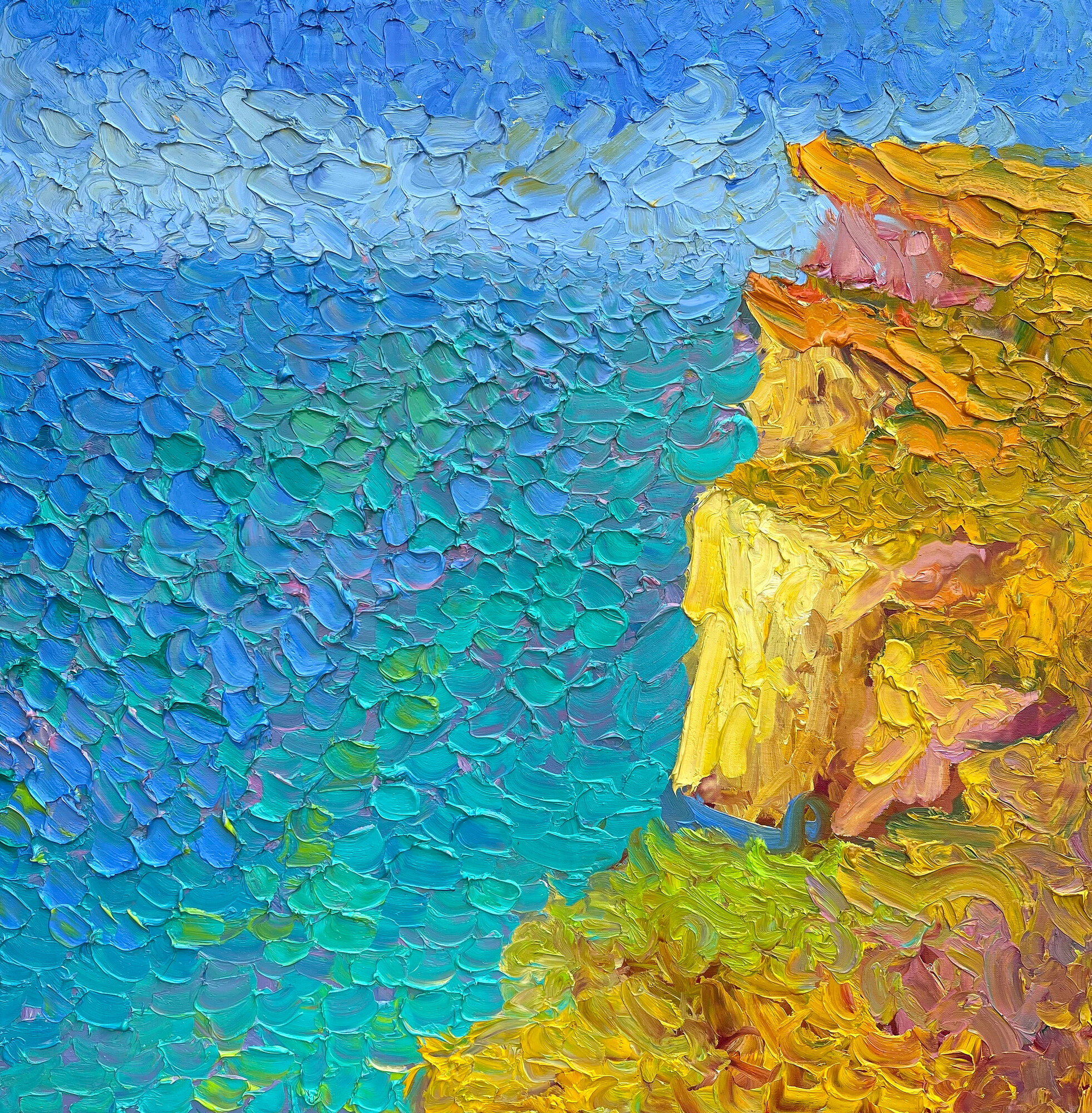 Картина морской пейзаж, Голубая даль, автор Ольга Бежина, масло, холст, 90х90 см