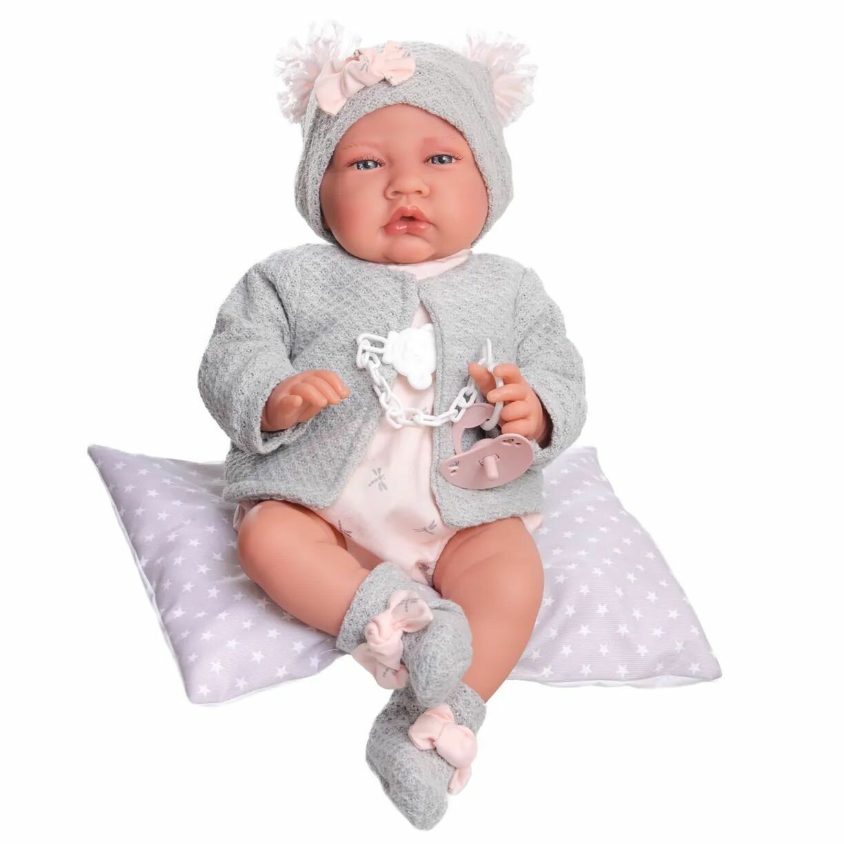 Кукла младенец Antonio Juan Валерия в сером 40 см