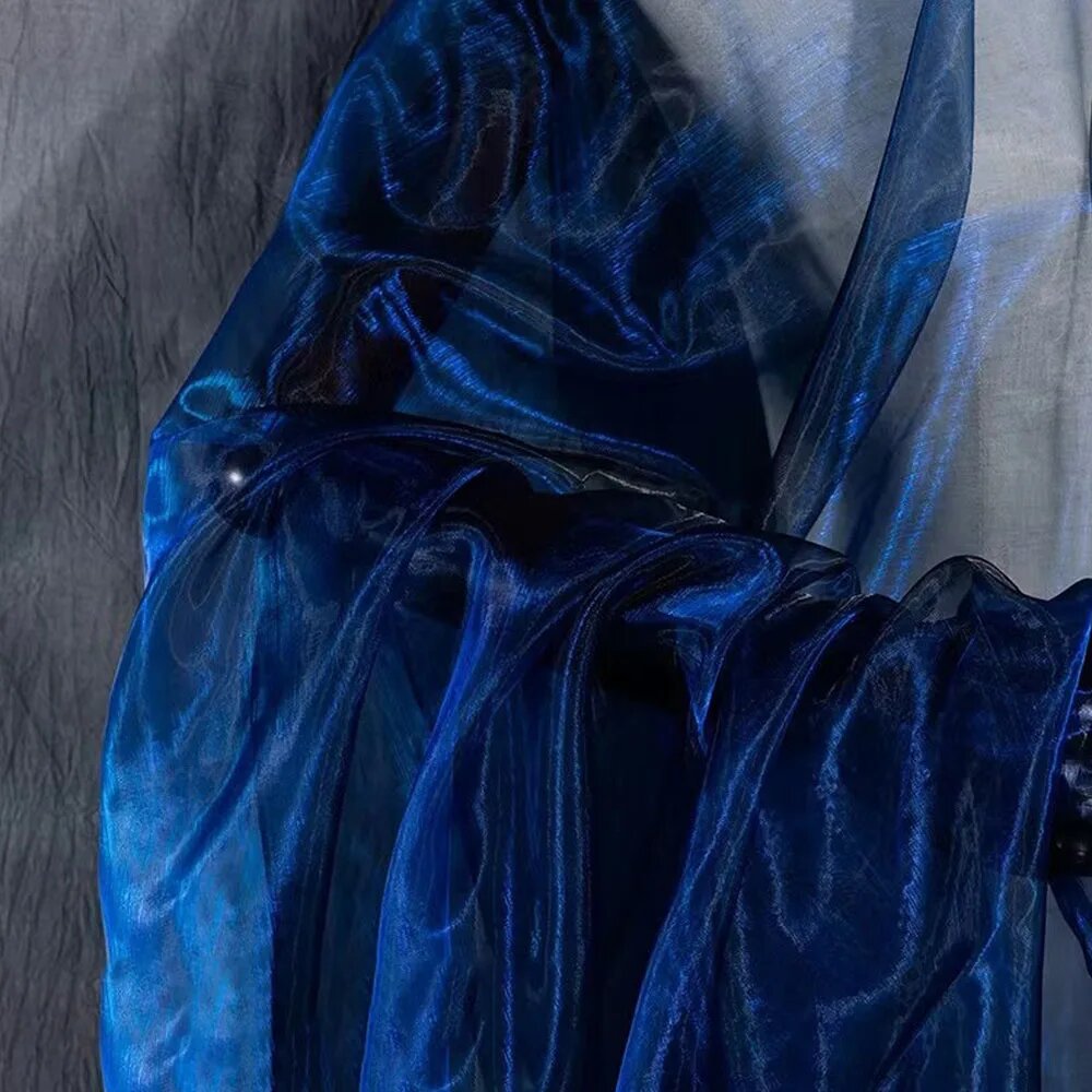Findohope Органза 100x150 см Омбре Двухцветная Темно-синий, ROYAL BLUE