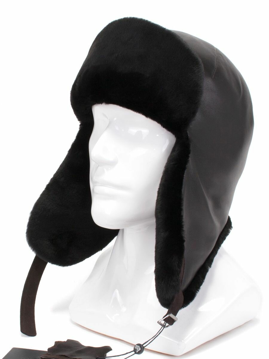 Шапка-ушанка ушанка из кожи и овчины для мужчин