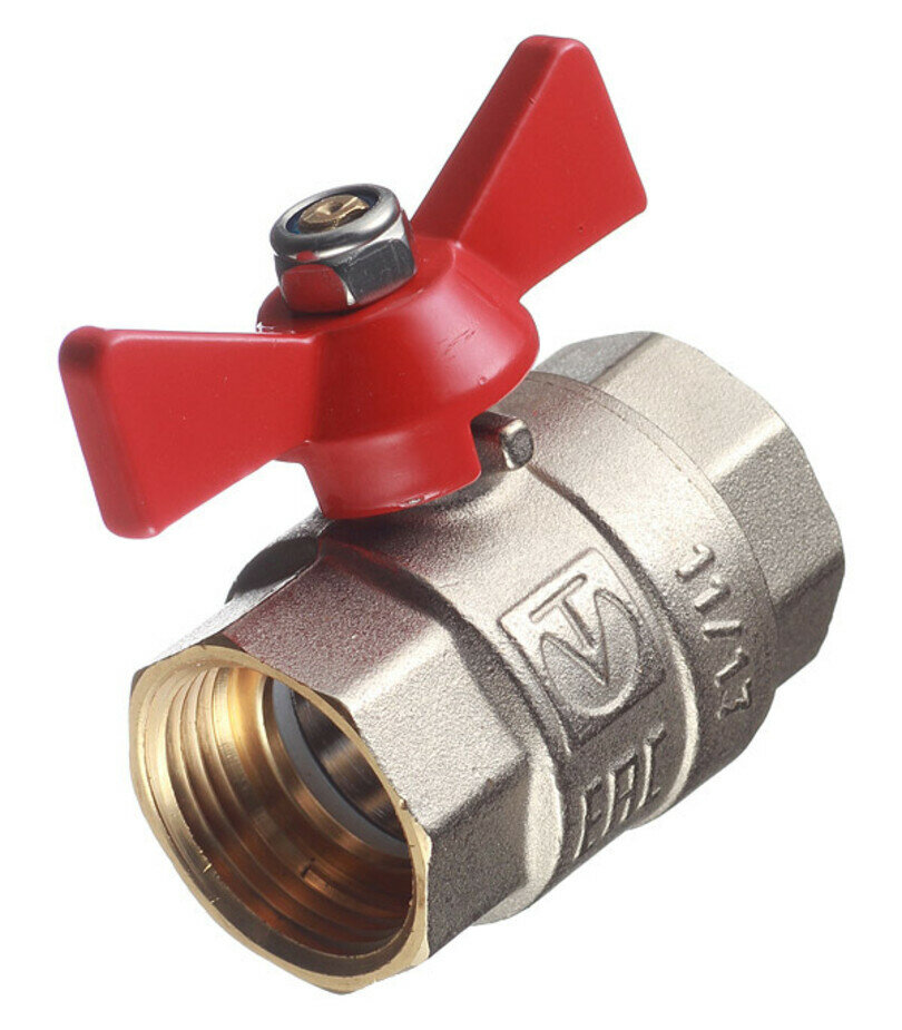 Кран шаровой латунный Base 1 ВР(г) х 1 ВР(г) бабочка прямой (VT.217. N.06)