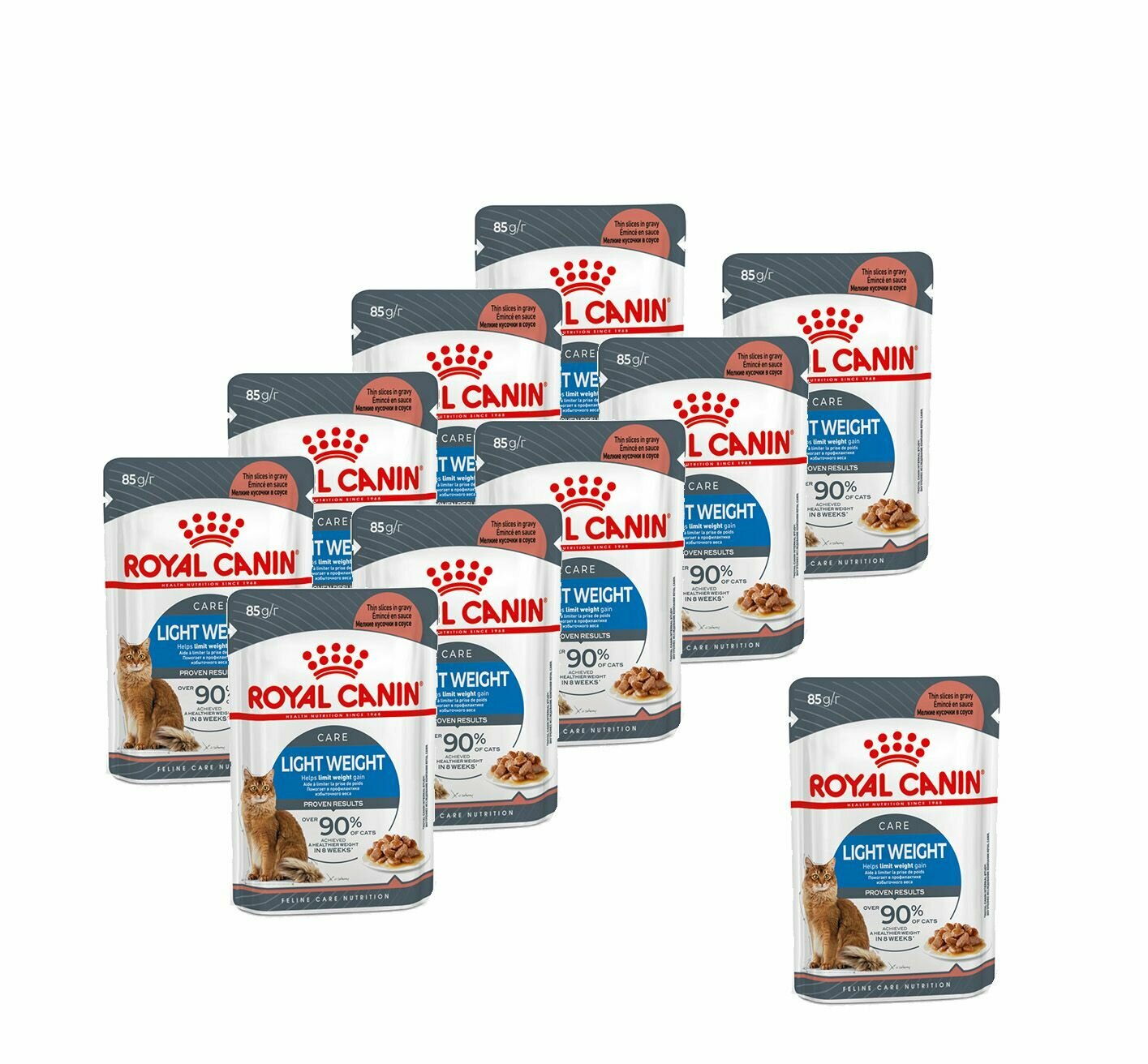 Royal Canin Light Weight Care влажный корм для взрослых кошек для профилактики избыточного веса мелкие кусочки в соусе, в паучах - 85 г х 10 шт.