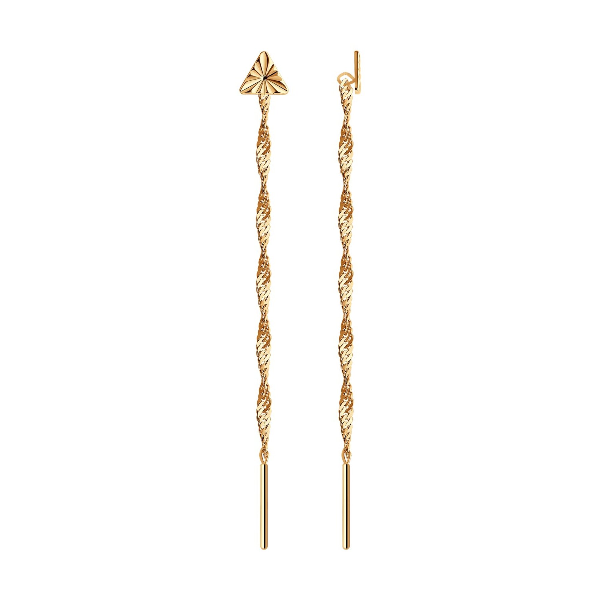Серьги цепочки, красное золото, 585 проба