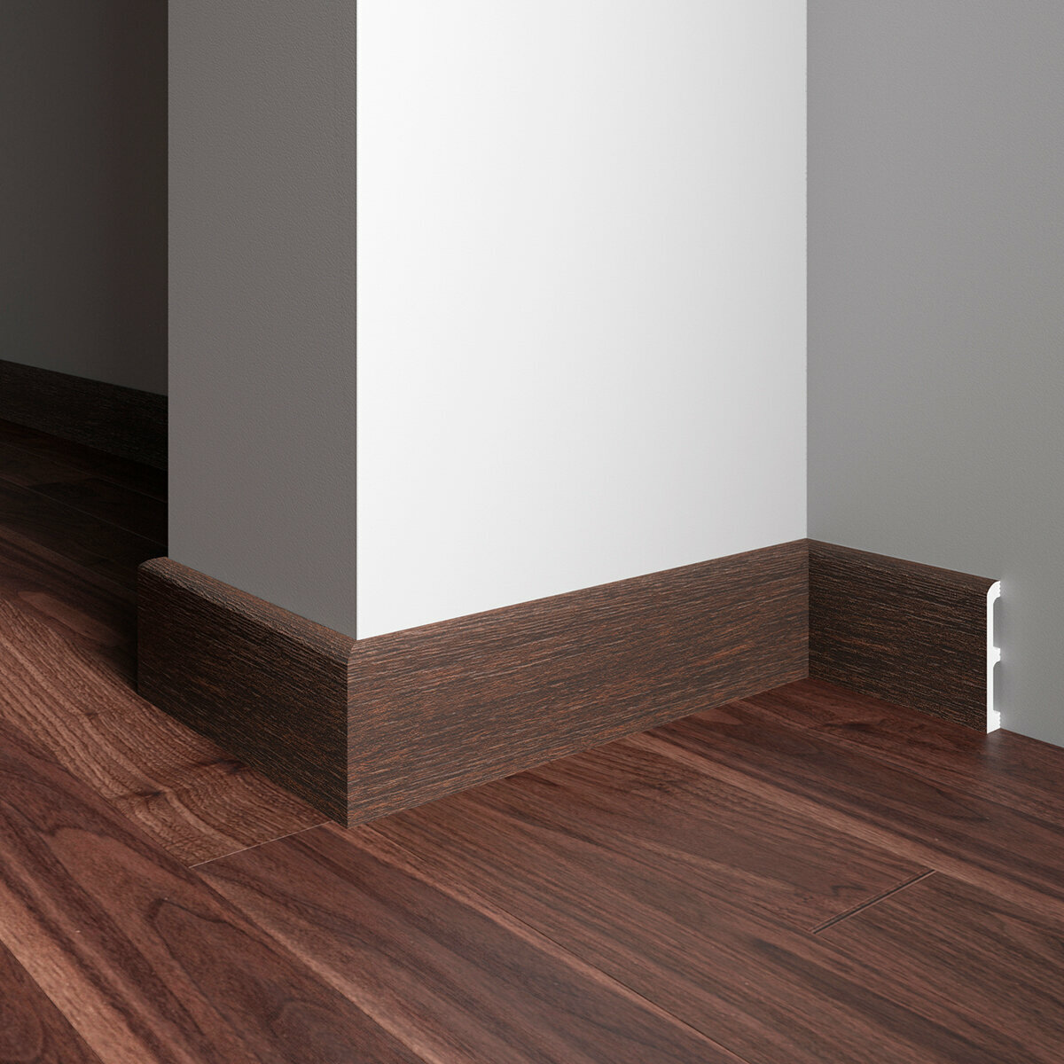 Плинтус дюрополимер напольный Decor-Dizayn (Декор-Дизайн), 80x13x2400 мм, DD706-73SH темный орех