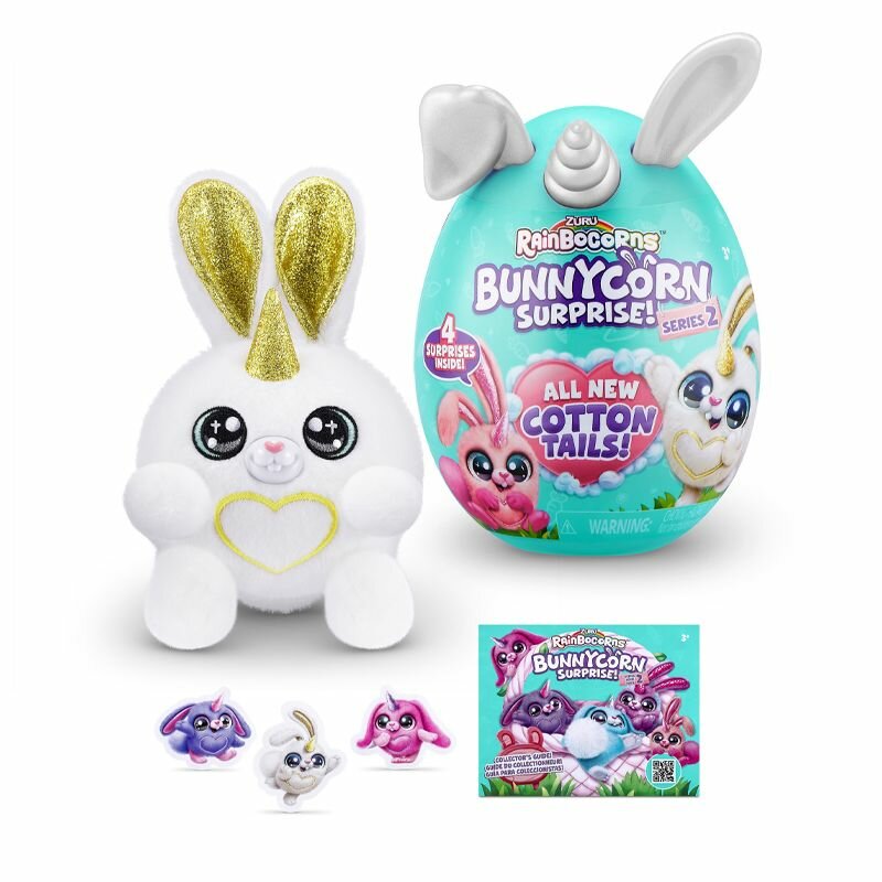 Zuru RainboCorns Bunnycorn Surprise Series 2 / Сюрприз в виде кроличьего зерна, Серия 2, Коллекционный милый плюшевый кролик Банни, яйцо-сюрприз для детей