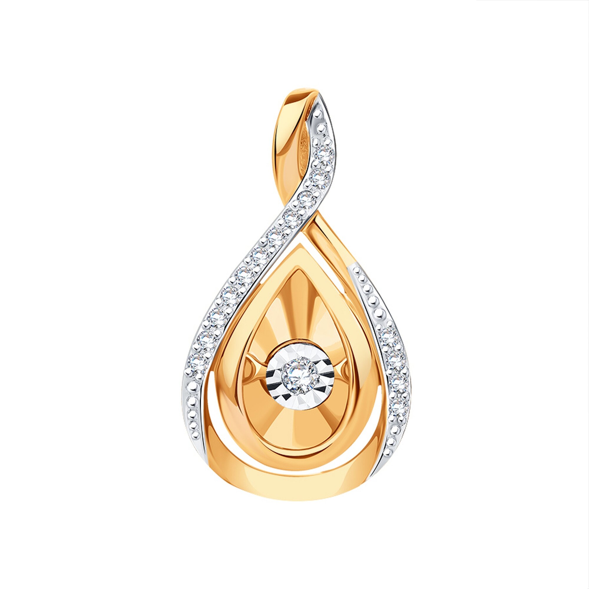 Подвеска, красное золото, 585 проба, бриллиант