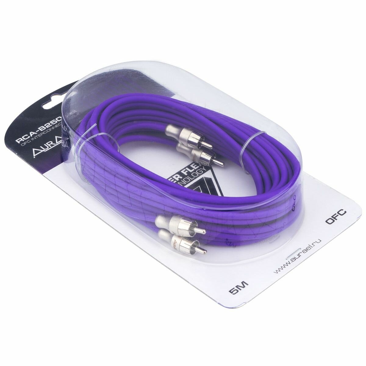 Кабель Aura RCA-B250MKII RCA 5 метров, 2 канала, бескислородная медь (OFC), двойной экран / RCA кабель
