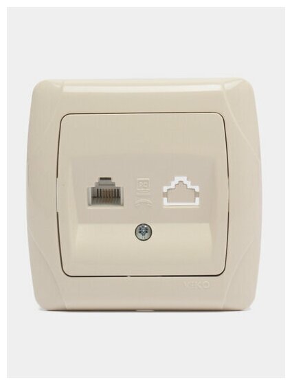 Розетка телефонная Viko "Carmen" RJ11, кремовый цвет, пластик, встраиваемая