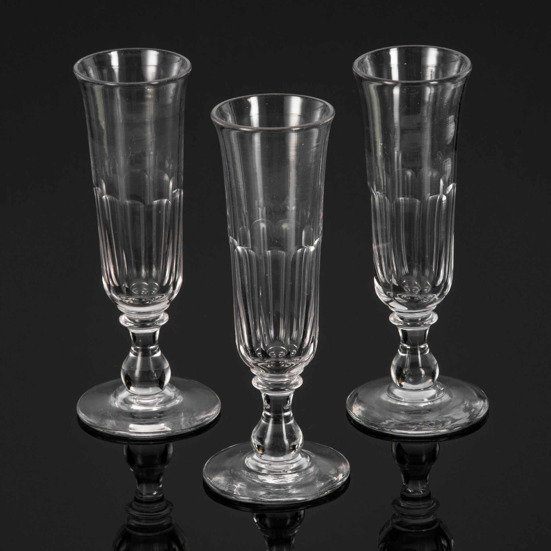 Набор из трех фужеров для шампанского и игристых вин, стекло, Российская империя