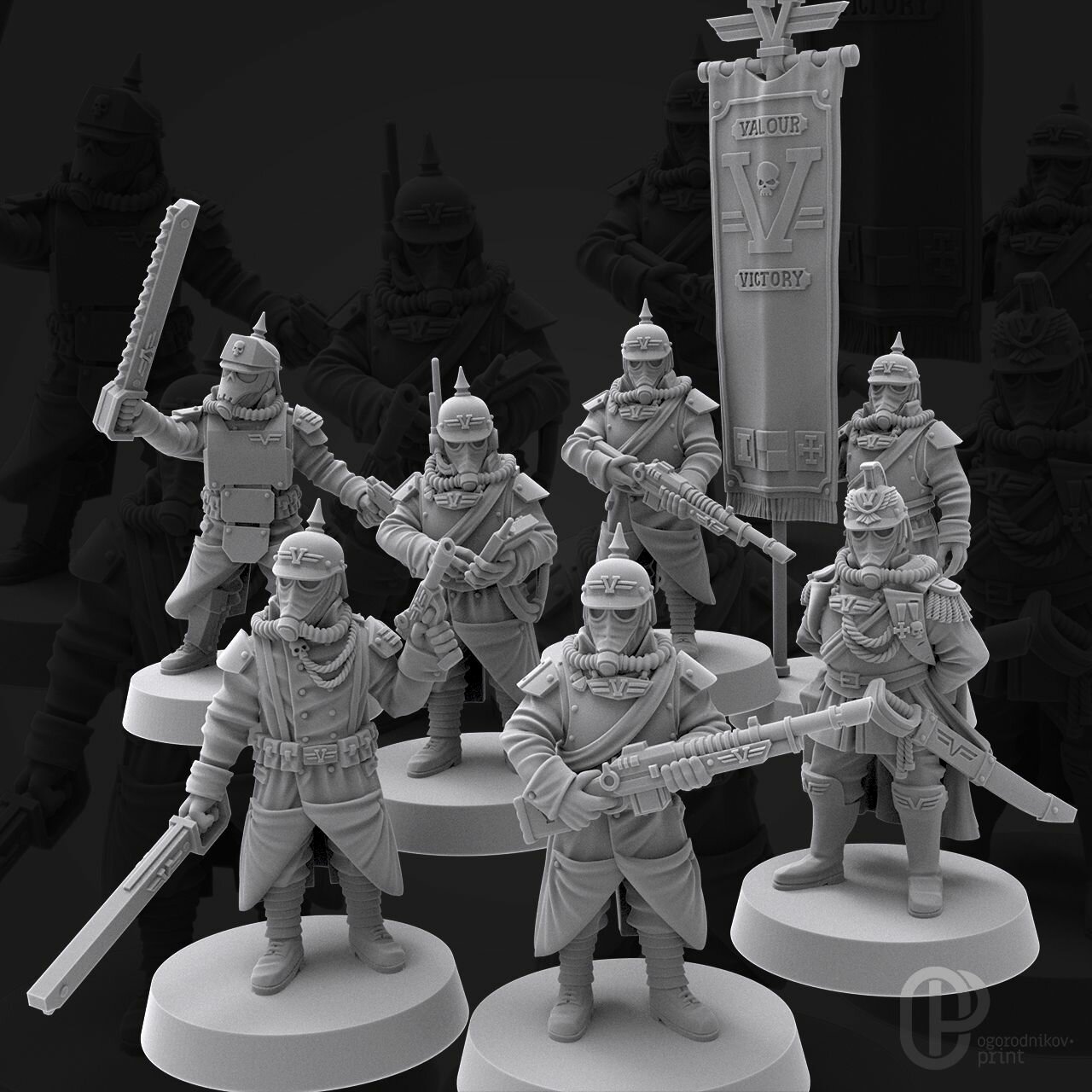 Набор миниатюр Спецотряд корпуса Крига Death Korps of Krieg / Вархаммер 40000 - Warhammer 40K (36мм)