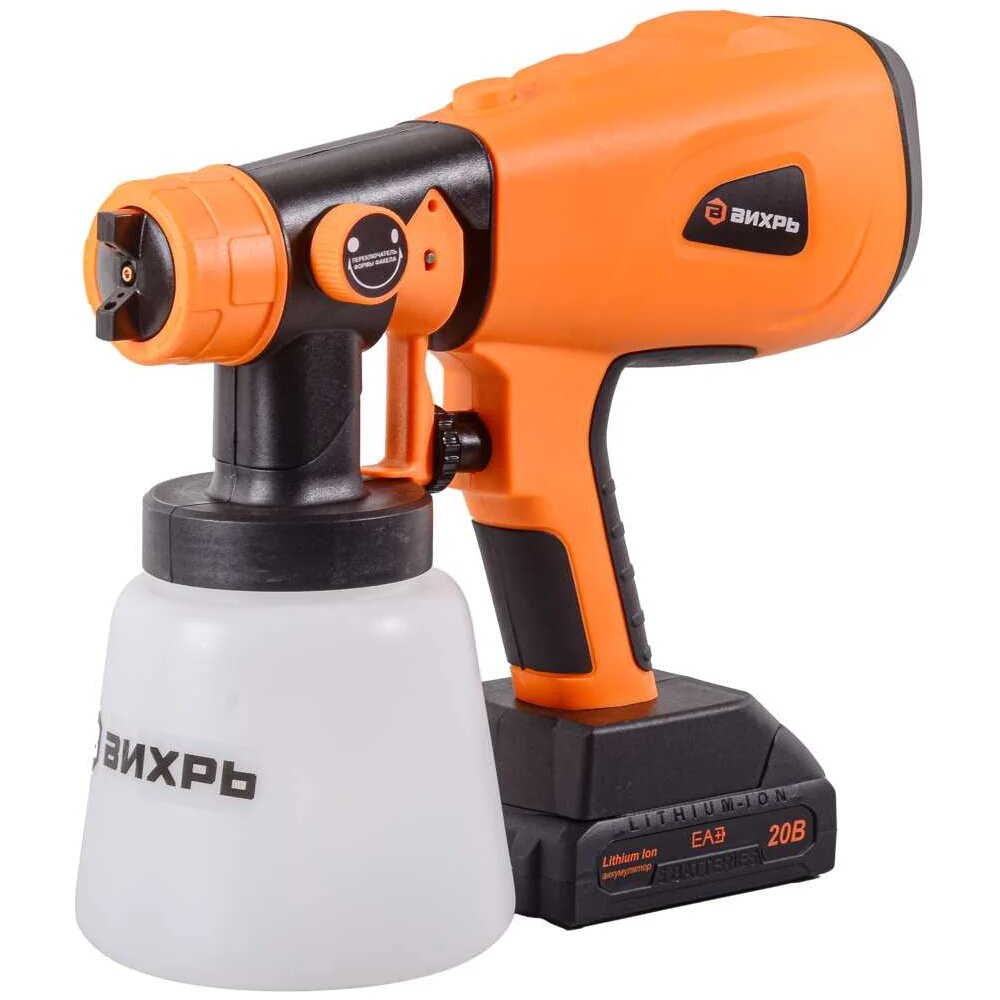 Краскопульт аккумуляторный Вихрь АКП-20Li (в комплекте 1 АКБ и ЗУ) 72/17/5, для нанесения красок