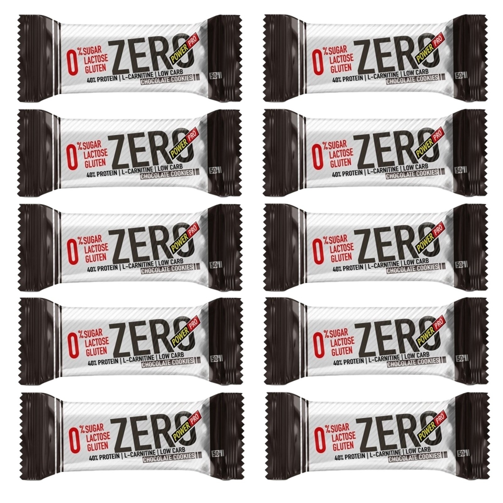 Протеиновый батончик 40% ZERO 10 шт 50 гр (Power Pro) Шоколадное печенье