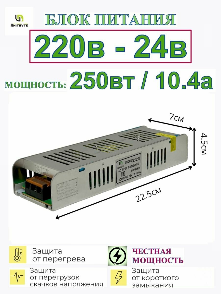 Блок питания SL/24V/250W/10.4A/IP20