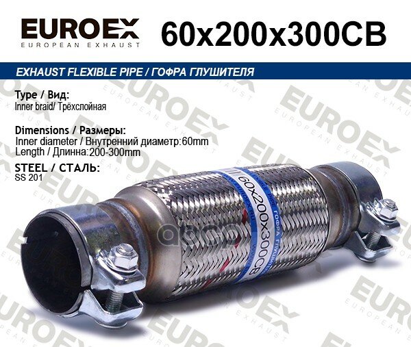 Гофра глушителя EUROEX арт. 60x200x300CB