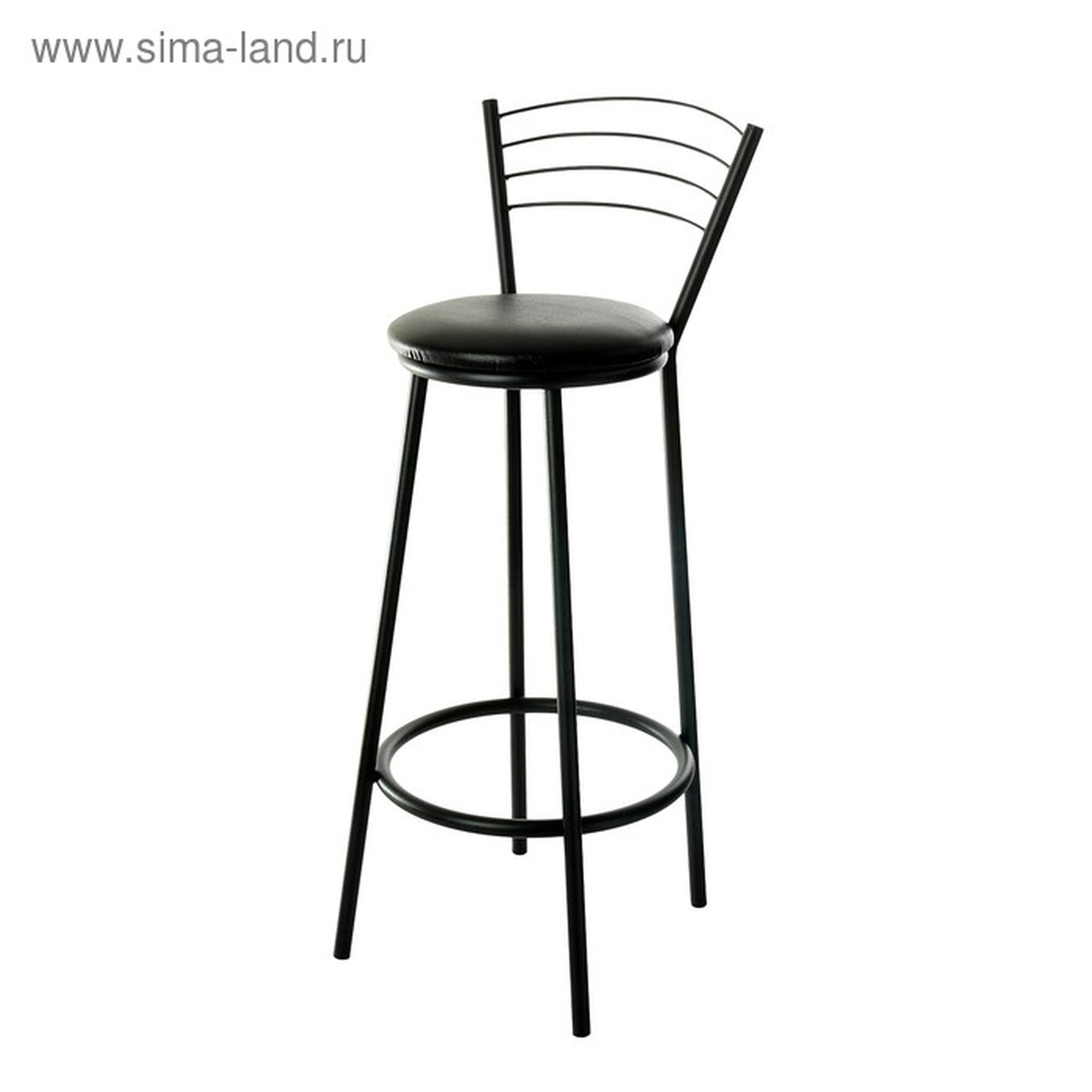 Табурет Клик Мебель "Высокий", барный, со спинкой, черный, металл, искусственная кожа