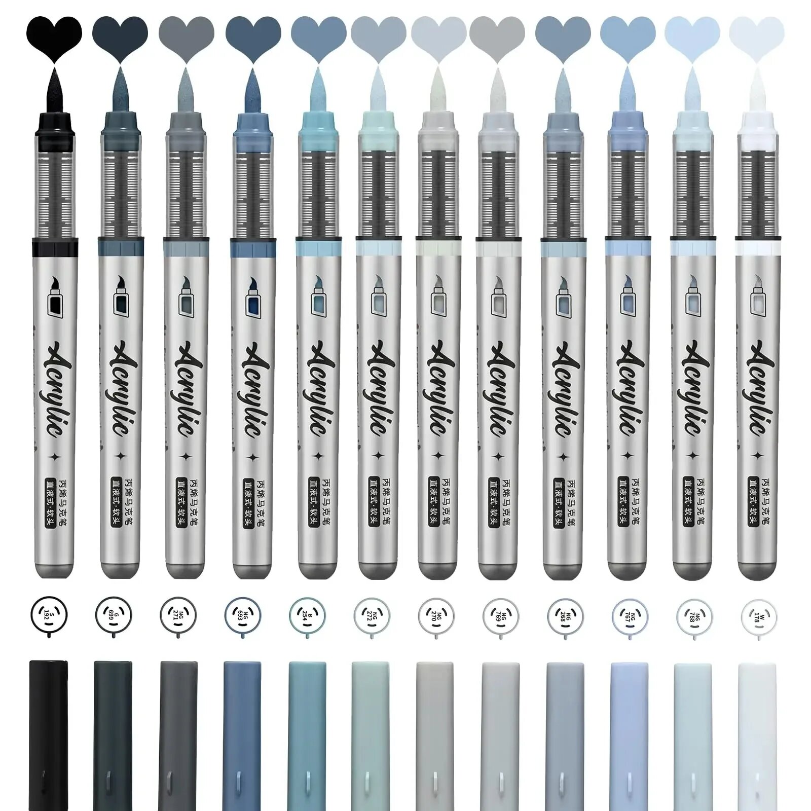 ZEEJOY Жидкие Акриловые Маркеры 120 Цветов Grey Series