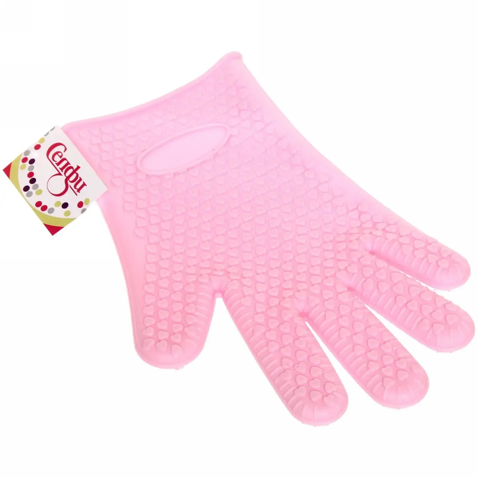 Силиконовая прихватка варежка «Macarons» 26,5см, термостойкая, розовая, удобная