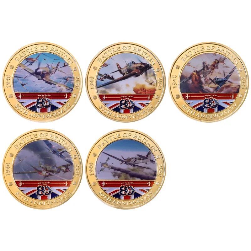 Золотые памятные монеты «Битва Великобритании» 5 шт. 5pcs coins