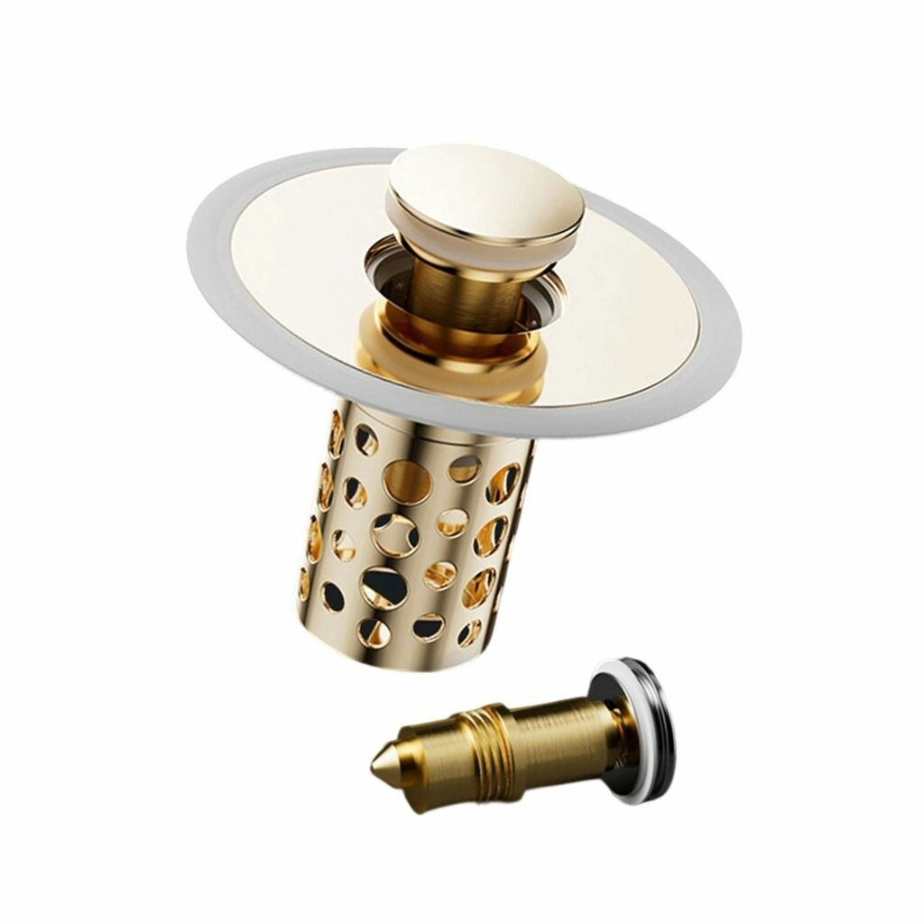 Улучшенные заглушки для слива ванны с корзиной для фильтрации, предотвращают засоры, - Корпус из золотой стали copp