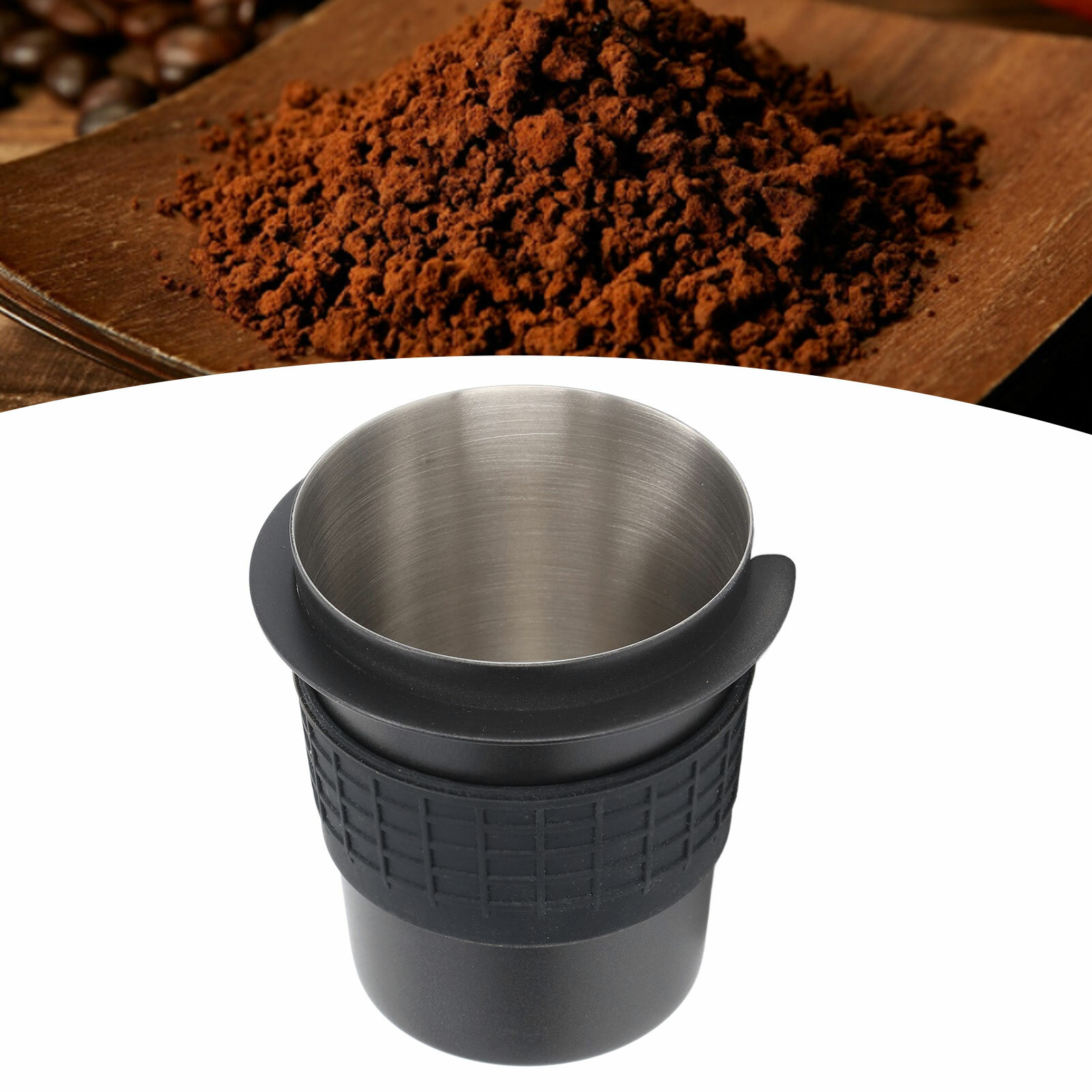 Чашка для дозирования кофе из нержавеющей стали 58 мм, ручка для кофемашины, чашка для порошка с силиконовым кольцом, черная