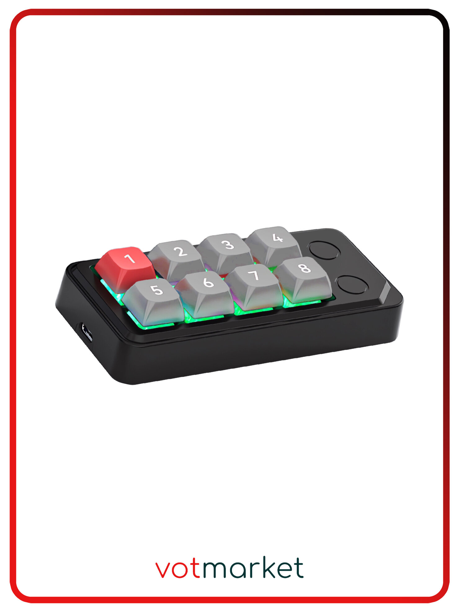 Мини клавиатура для ритм-игр и записи макросов VOROTEX K08 Purple Switch