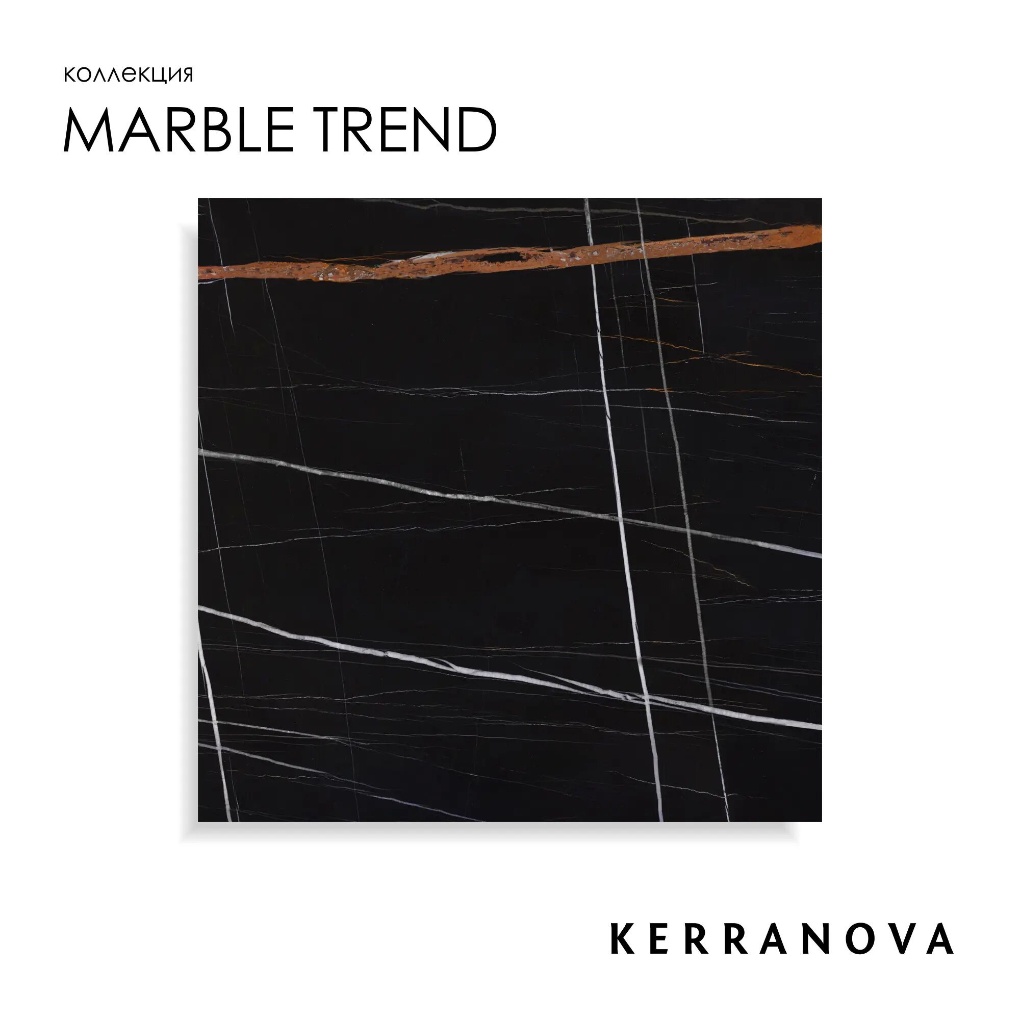 Керамогранит Kerranova K-1004/MR/600x600x9/S1 Marble Trend Nero Dorato 60x60 Матовый ( цена за 1 плитку -0,36 м2)