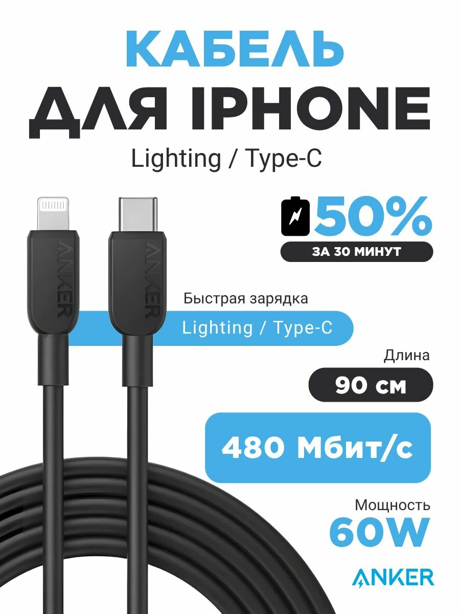 Кабель type c type c Anker 310 (тайп си тайп си), шнур для зарядки ...
