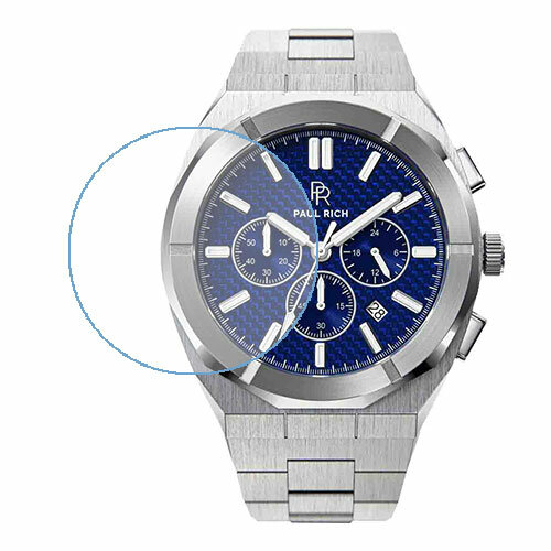 Скрин Мобайл защитный экран для часов Paul Rich Motorsport - Carbon Fiber Silver Blue из нано стекло 9H