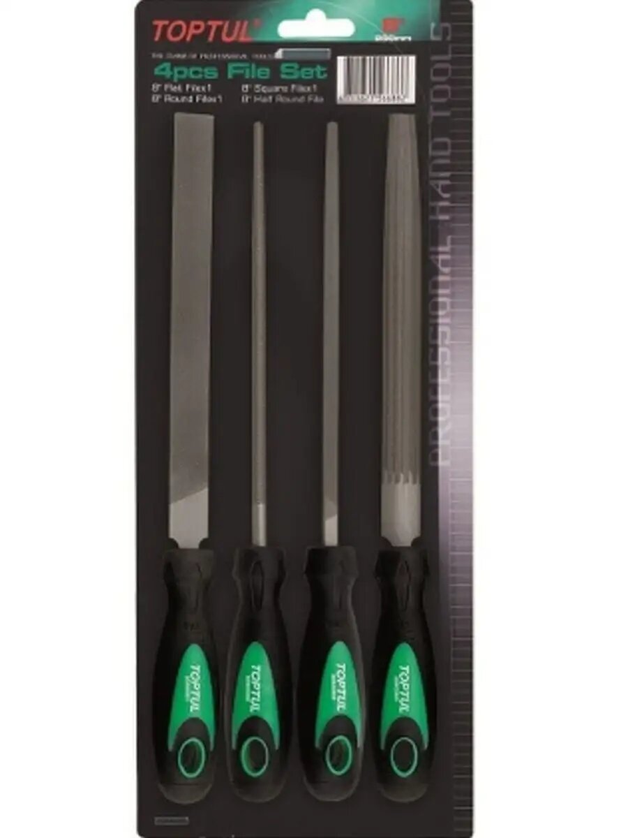 Набор напильников TOPTUL GBAR0401, 4 шт, двухкомпонентные рукояти