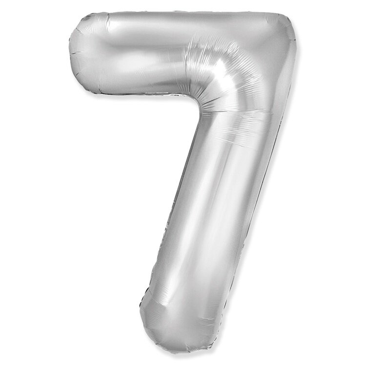 Воздушный шарик Flexmetal цифра 7, 40", slim, серебро, фольгированный