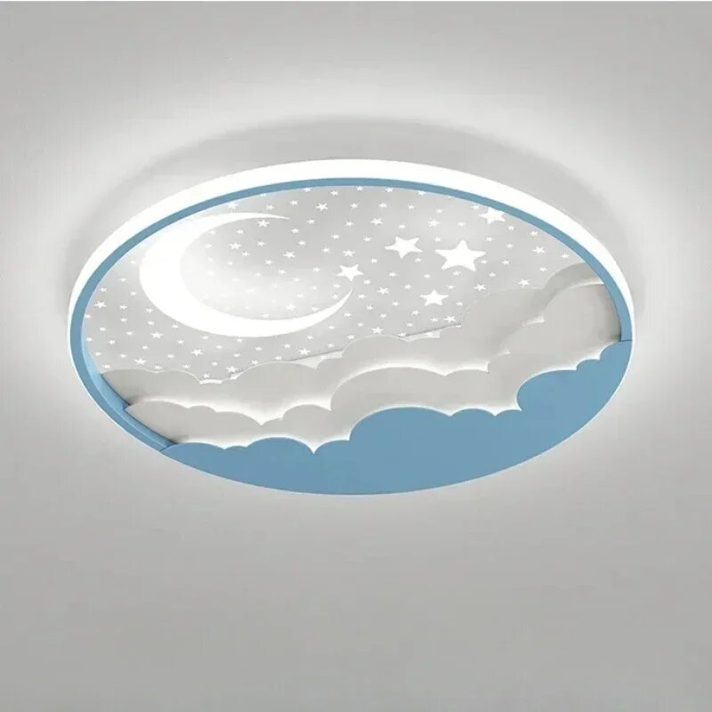 SANDYHA звездный лунный потолочный светильник детский синий Blue cloud, Dimmable with remote, Dia500mm