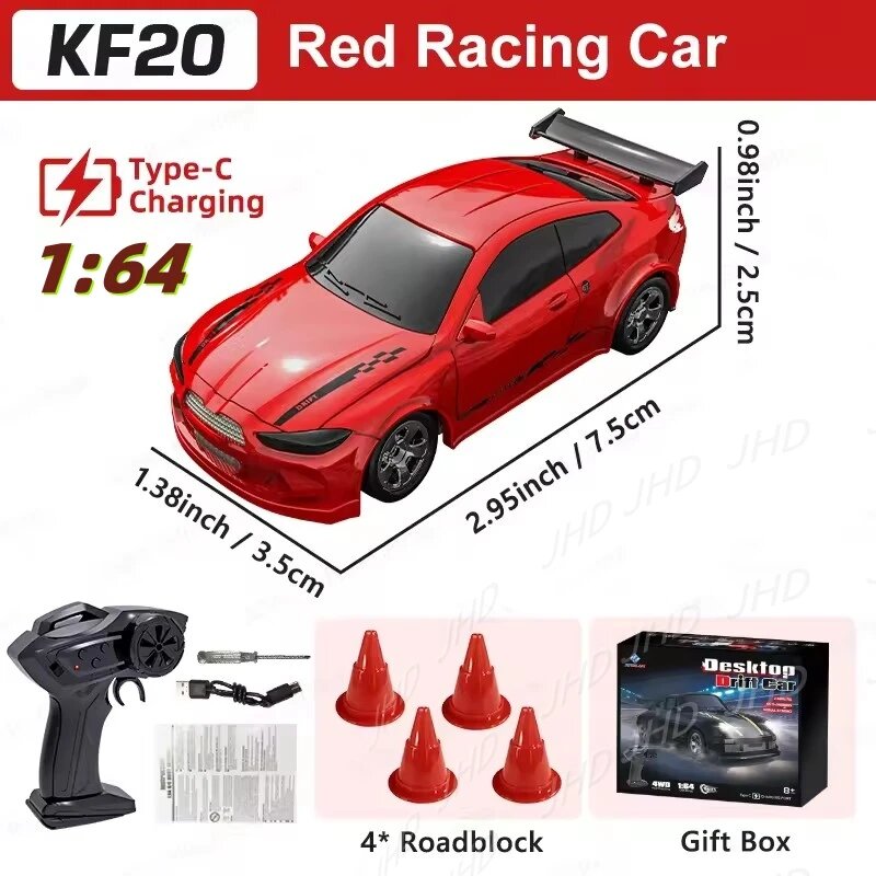 JHD 1:64 KF20 электрический раллийный автомобиль Красный, KF20 Car Red