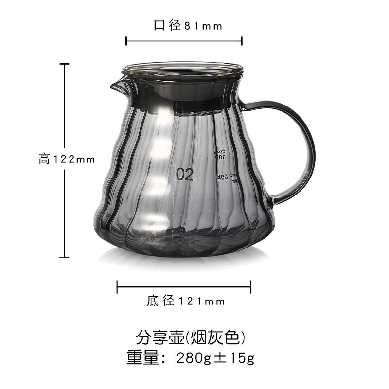Кофейник Cloud pot Xin Yilong, термостойкий, 0.6 л, прозрачный черный