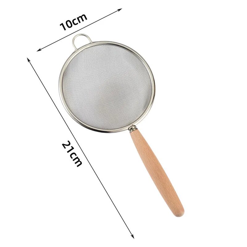 Дуршлаг нержавеющая сталь с деревянной ручкой, 10x21 см, Цвет: 1pc L