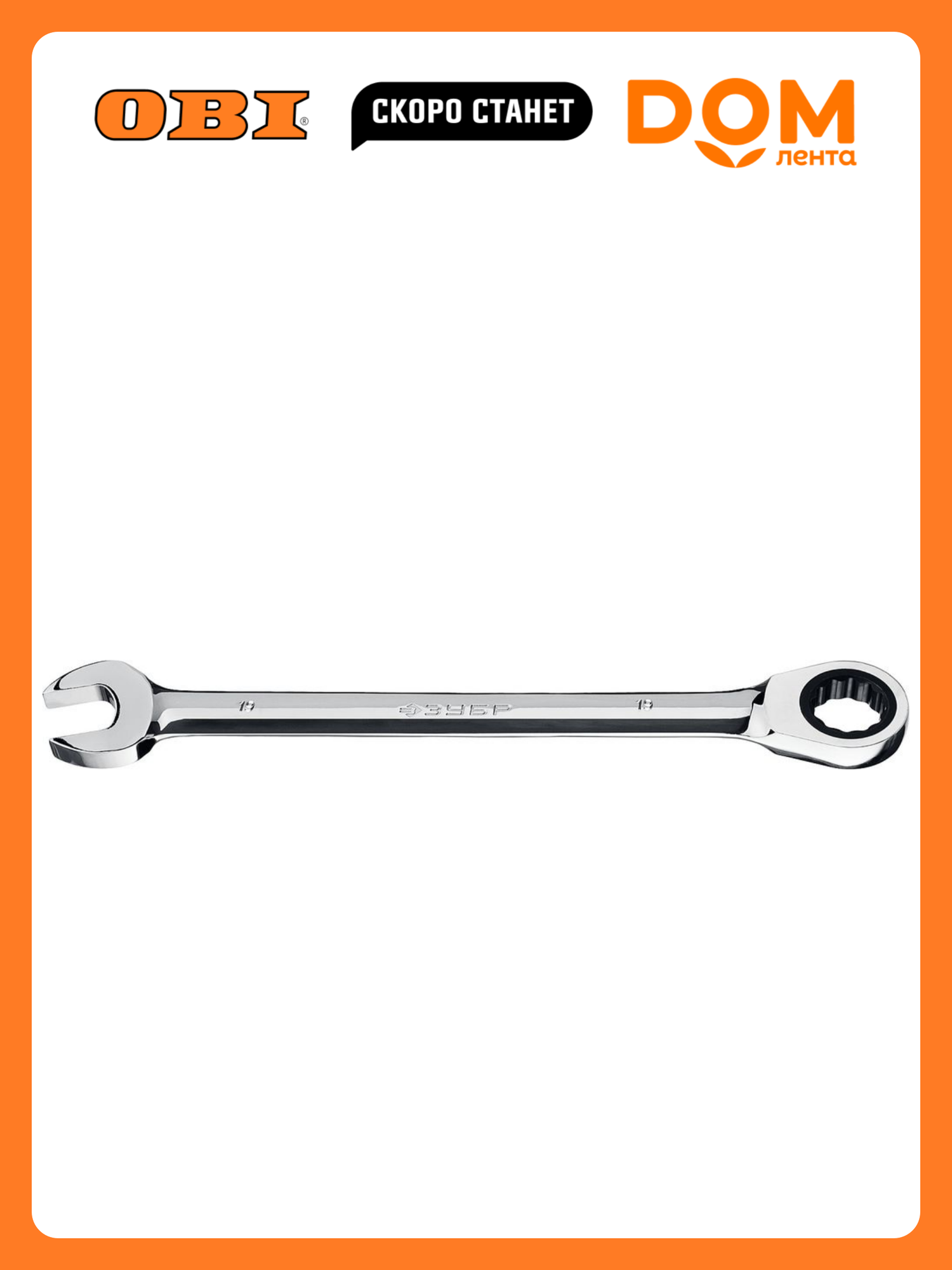 Гаечный ключ ЗУБР, комбинированный, профессиональный, CrV сталь, хромированный, 19мм