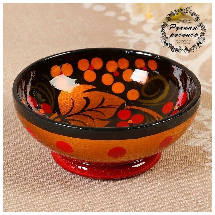 Солонка "Каравай", 8x3 см, хохлома