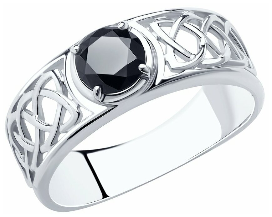 Кольцо, серебро, 925 проба, родирование, фианит