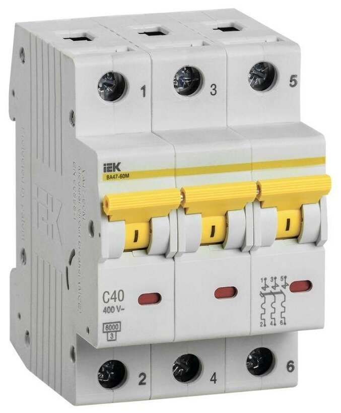 Выключатель автоматический модульный 3п C 40А 6кА ВА47-60M KARAT IEK MVA31-3-040-C