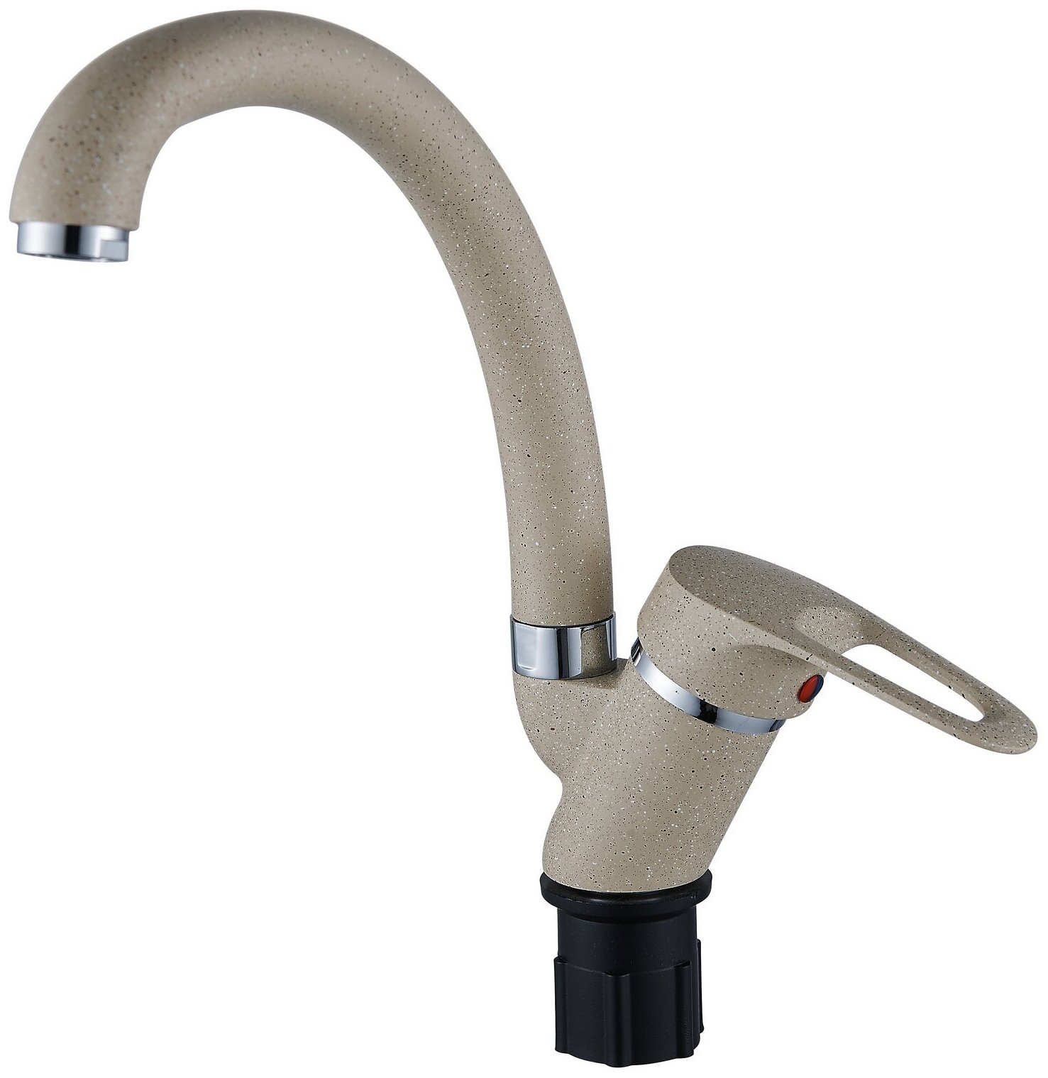 Смеситель на кухню Эверест B59-0269 с высоким изливом, картридж 40 мм, кремовый, крепление гайка