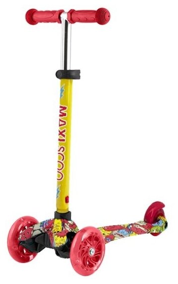 Самокат Maxiscoo "Baby" (2022), со светящимися колесами, с рисунком Монстры