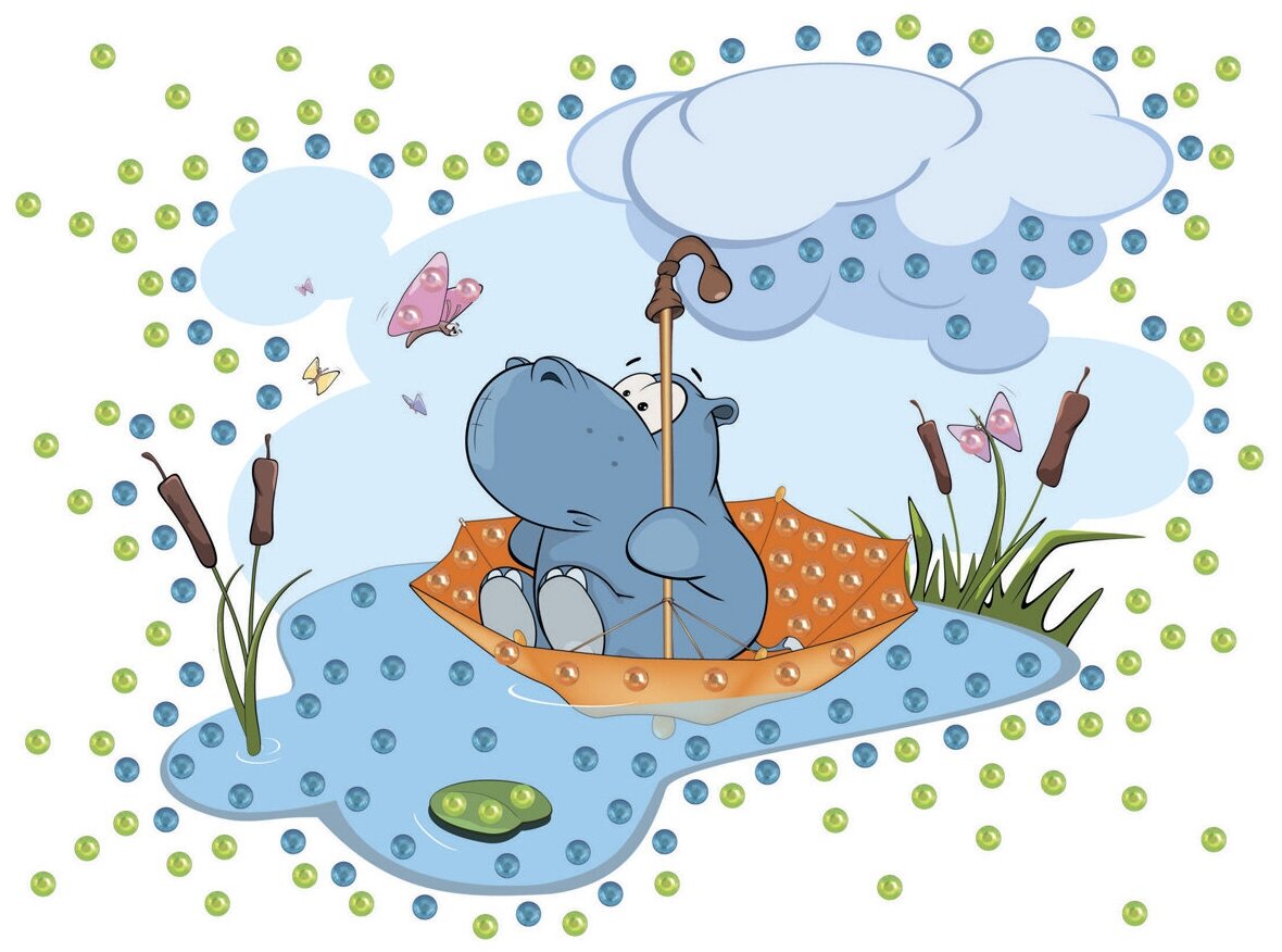 Мозаика для детского творчества и рукоделия "Hobbius" MDS-05 19.5 x 26.5 см №14 Бегемот