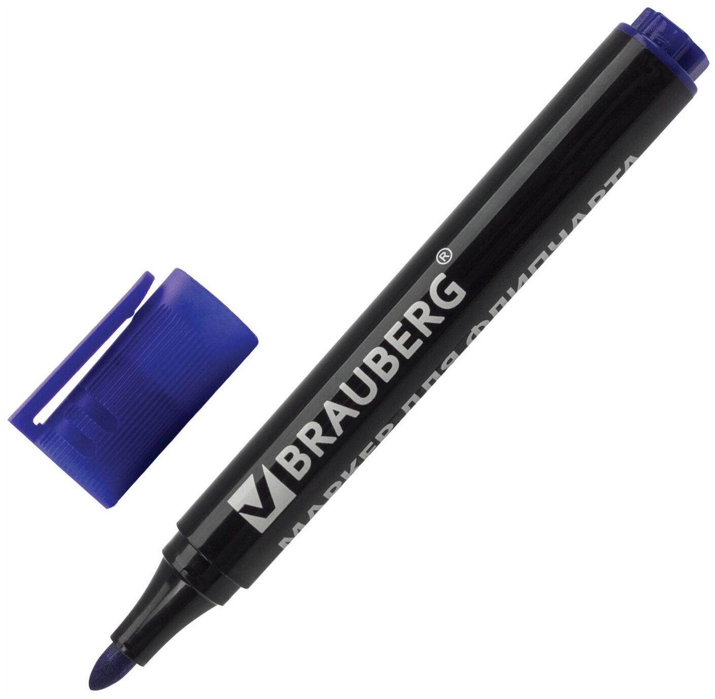 Маркер для бумажного флипчарта BRAUBERG, непропитывающий, синий, 2,5 мм, комплект из 24 шт, 151254