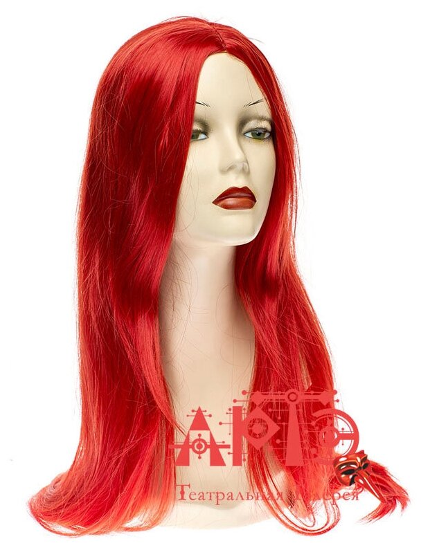 Парик длинный прямой без чёлки, 66 см (Цв: Красный )